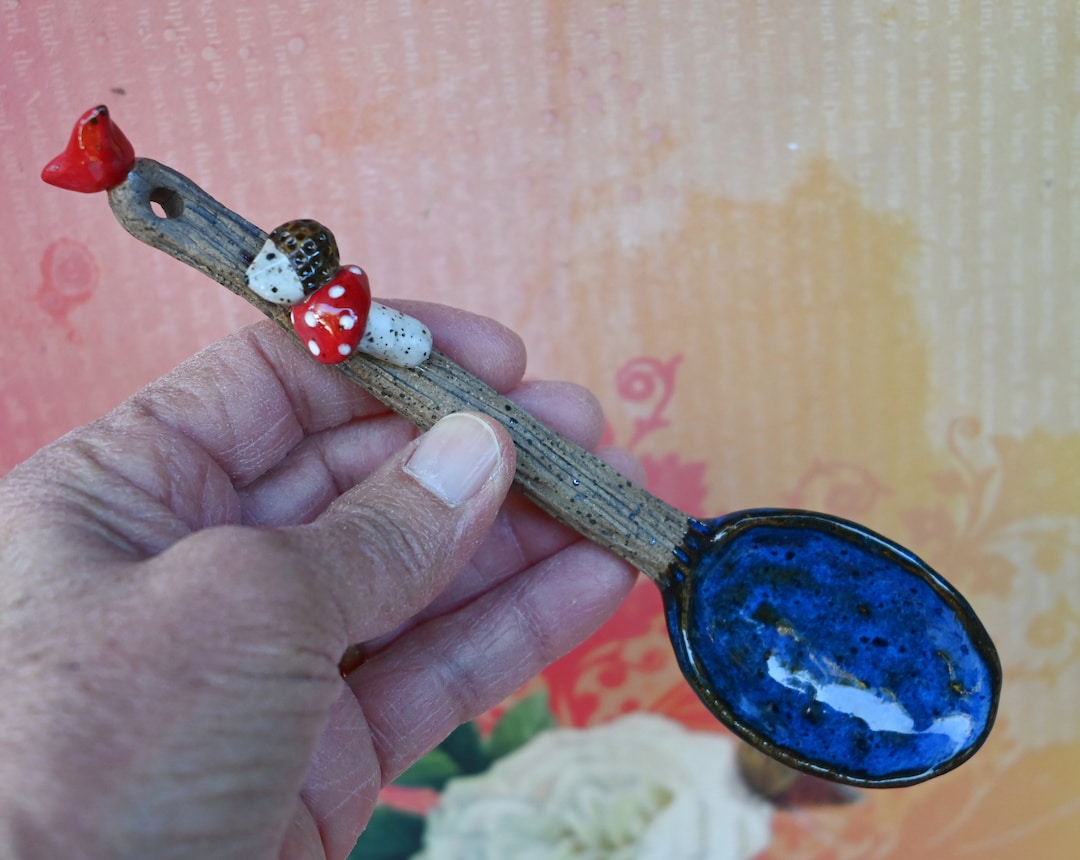 Ceramic Mushroom Spoon. Hedgehog Spoon. Red Cardinal Spoon. Twig Spoon ...