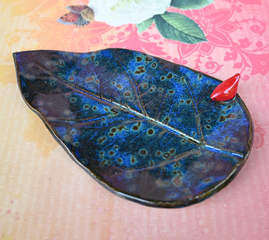 Red Cardinal Leaf Spoon Rest. Leaf Soap Holder. Leaf Jewelry and Ring ...