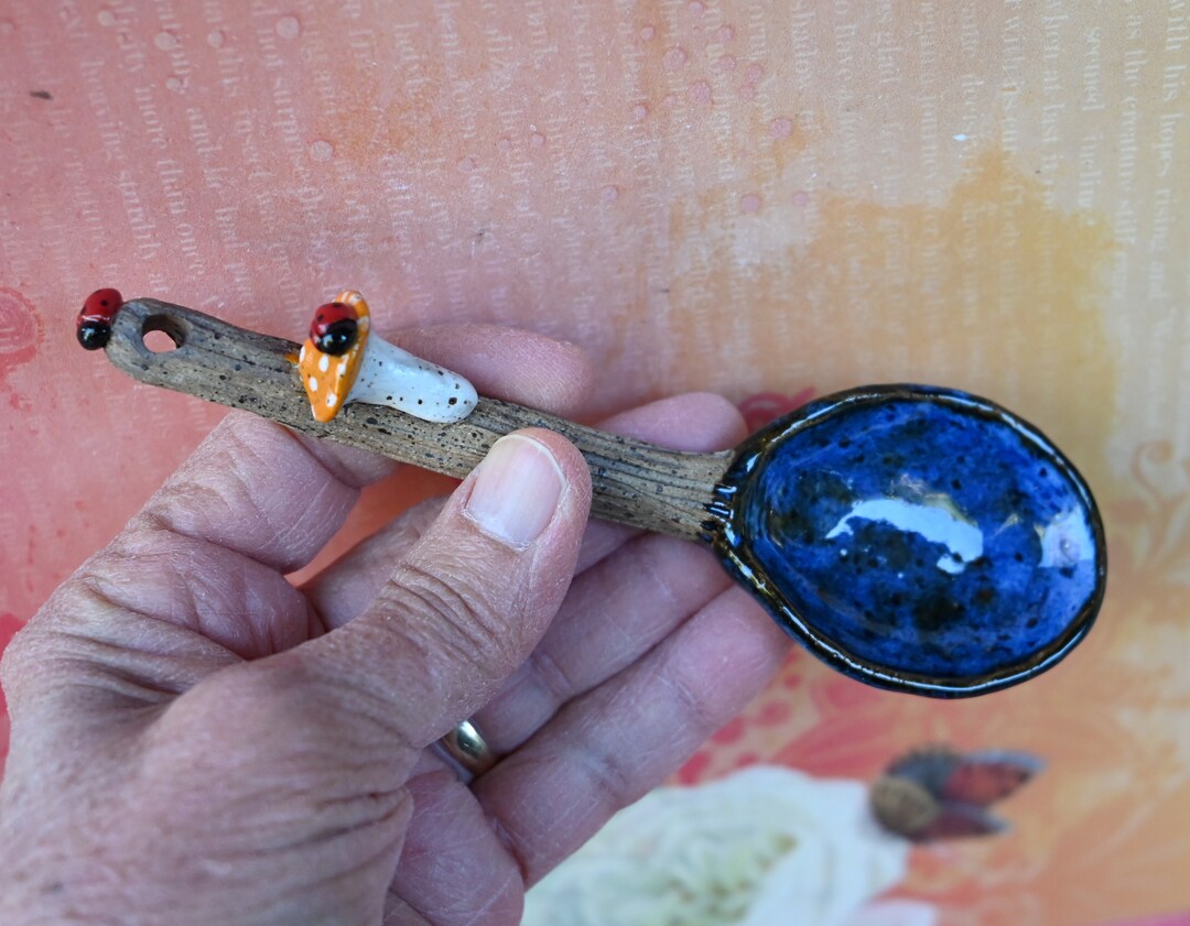 Ceramic Spoon. Mushroom Spoon. Ladybug Spoon. Twig Spoon. Wooden ...
