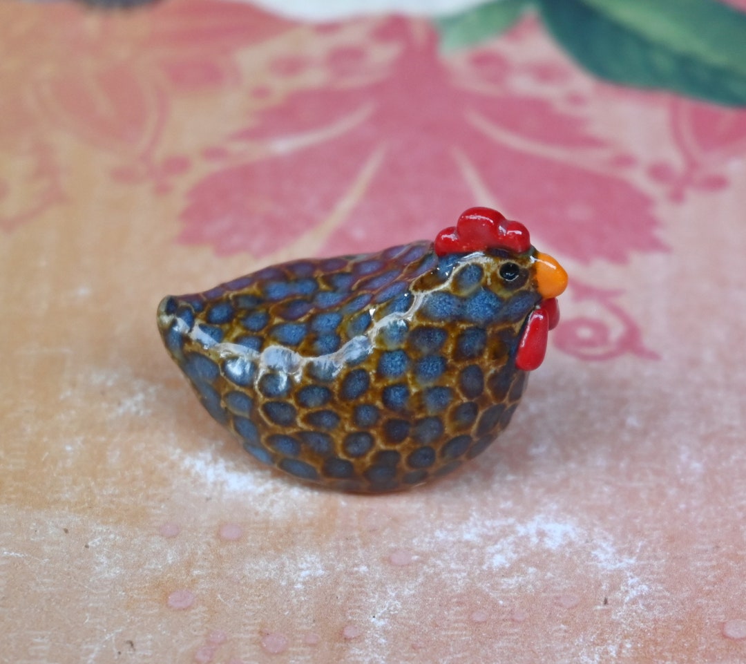 Chicken Figurine. Ceramic Chicken. Miniature Chicken Sculptures ...