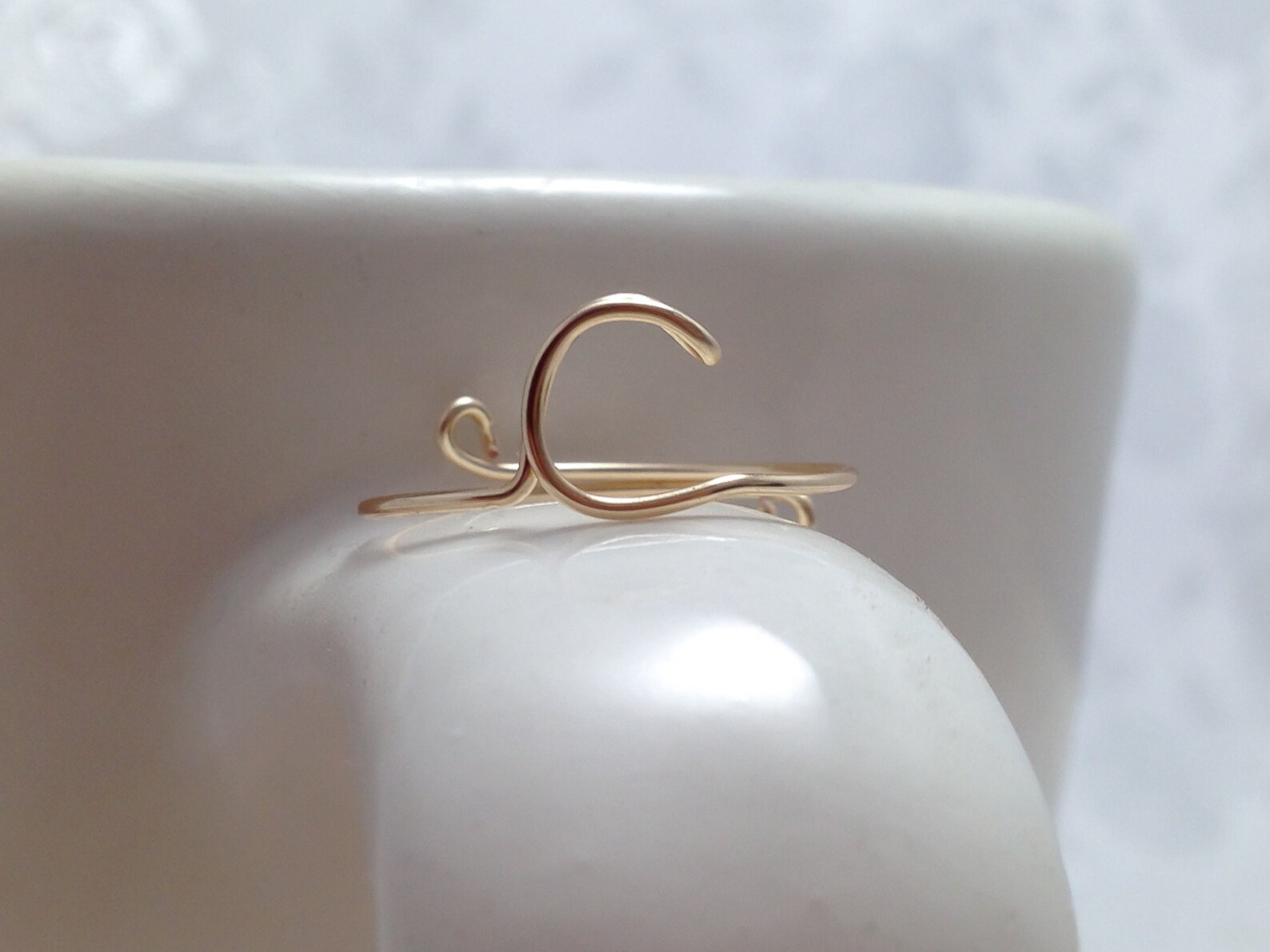 Initial Ring Letter C Ring Personalized Wire Initial Ring - Etsy