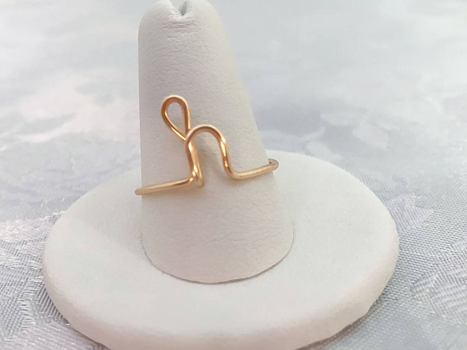 Wire Initial Ring: Personalized Letter H, Adjustable Ring - Etsy