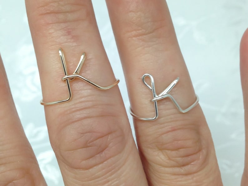Initial Ring Letter K Ring Personalized Wire Initial Ring - Etsy
