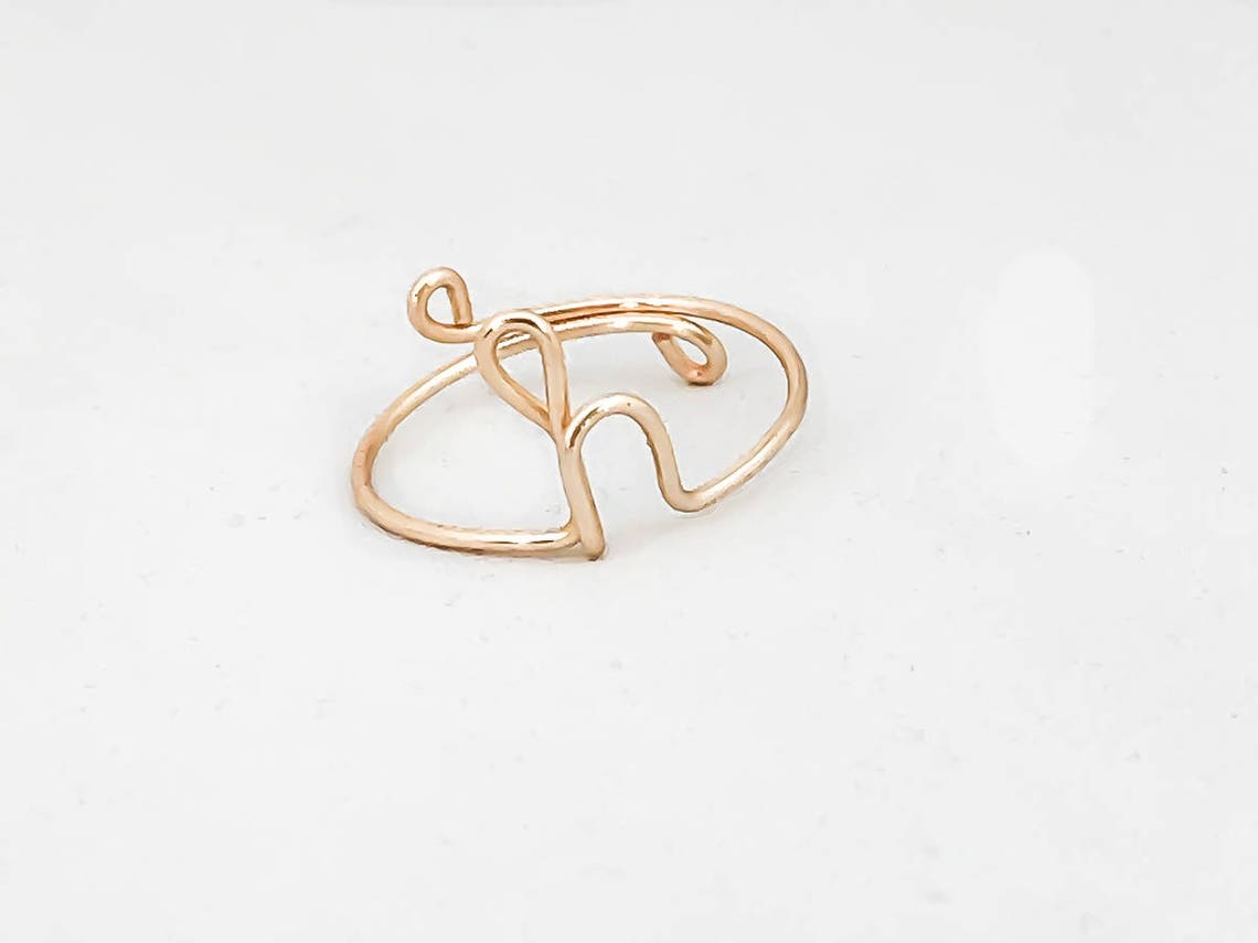 Initial Ring Letter H Ring Personalized Wire Initial Ring - Etsy