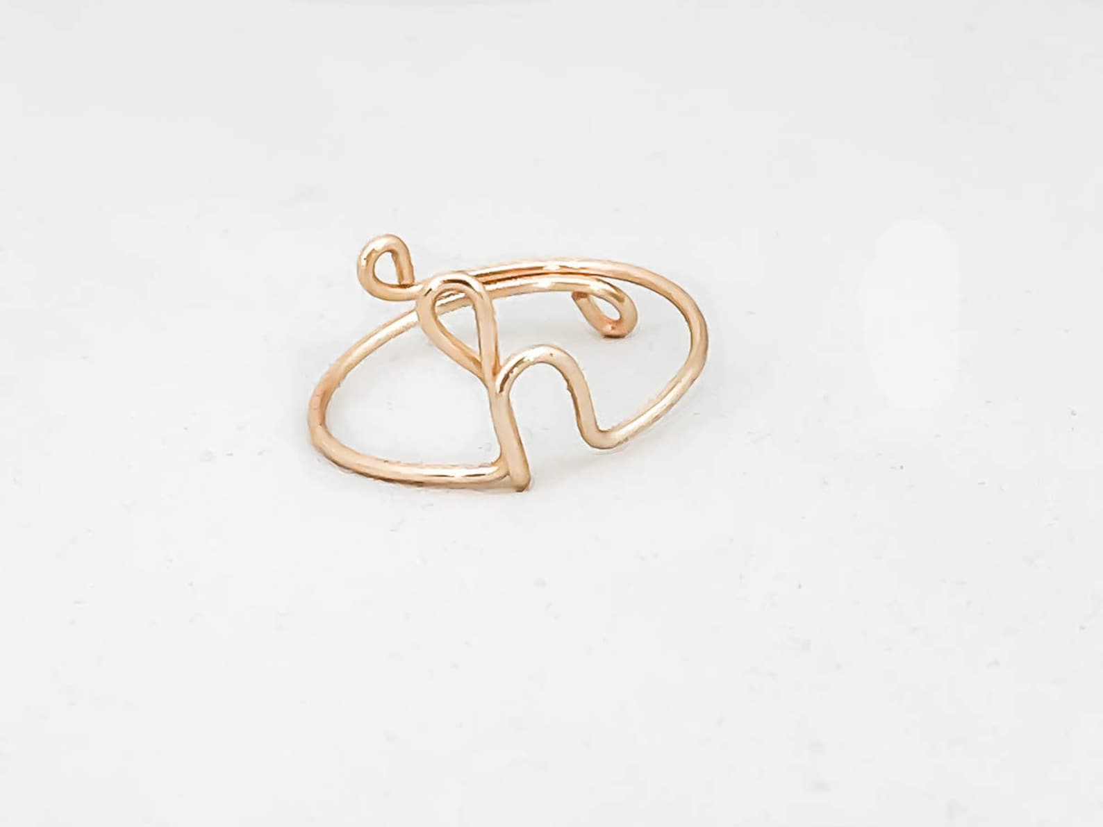 Wire Initial Ring: Personalized Letter H, Adjustable Ring - Etsy