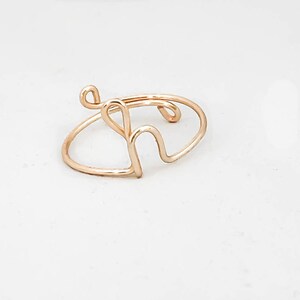 Wire Initial Ring: Personalized Letter H, Adjustable Ring - Etsy