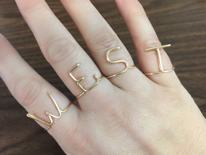 Large Initial Ring Letter Ring Wire Initial Ring Wire Ring | Etsy