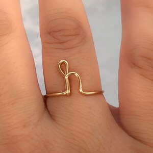 Initial Ring, Letter H Ring, Personalized Wire Initial Ring, Wire Ring ...