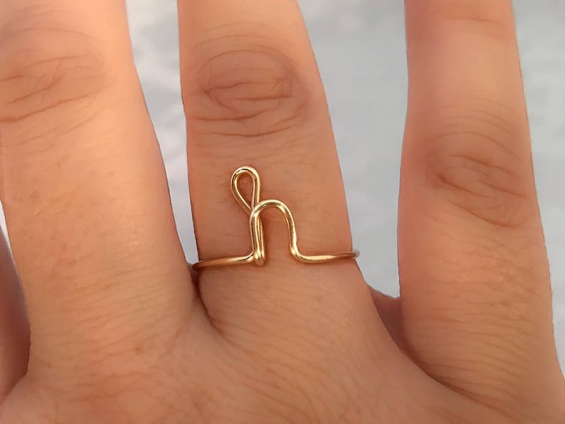 Initial Ring Letter H Ring Personalized Wire Initial Ring - Etsy