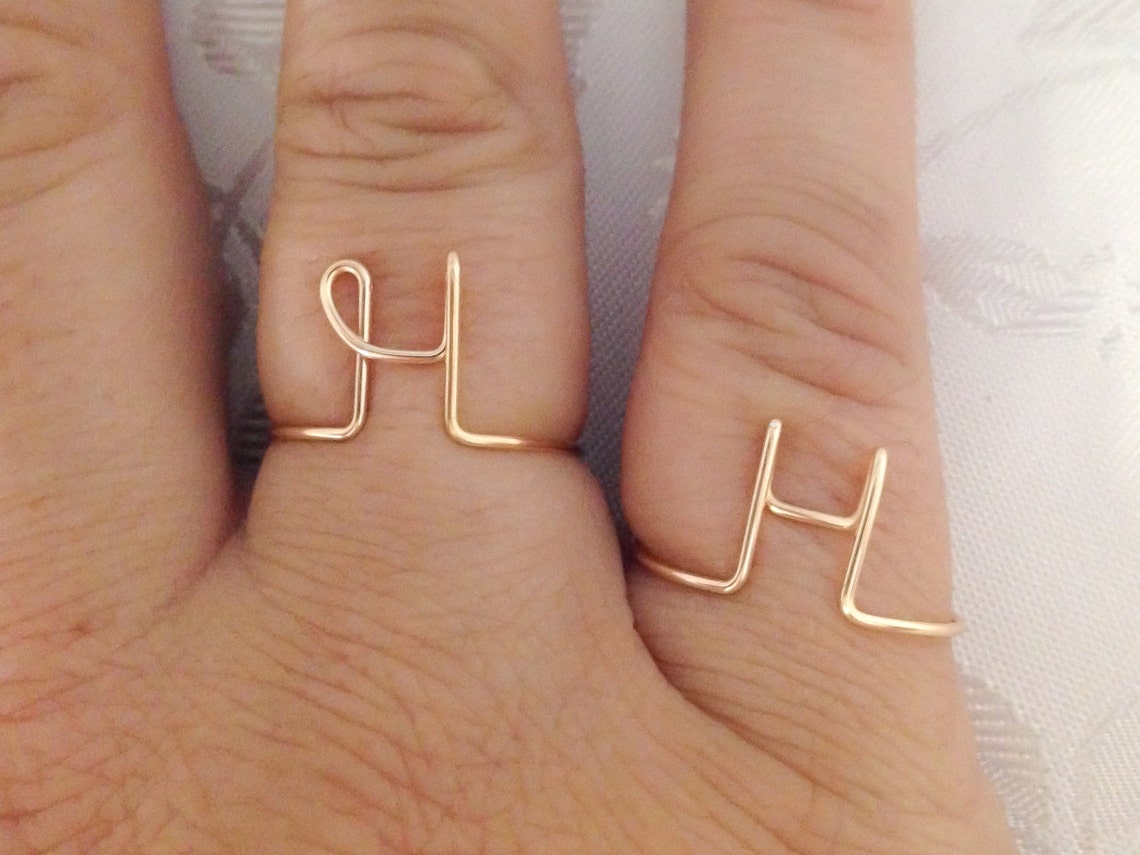 Initial Ring Letter H Ring Personalized Wire Initial Ring - Etsy