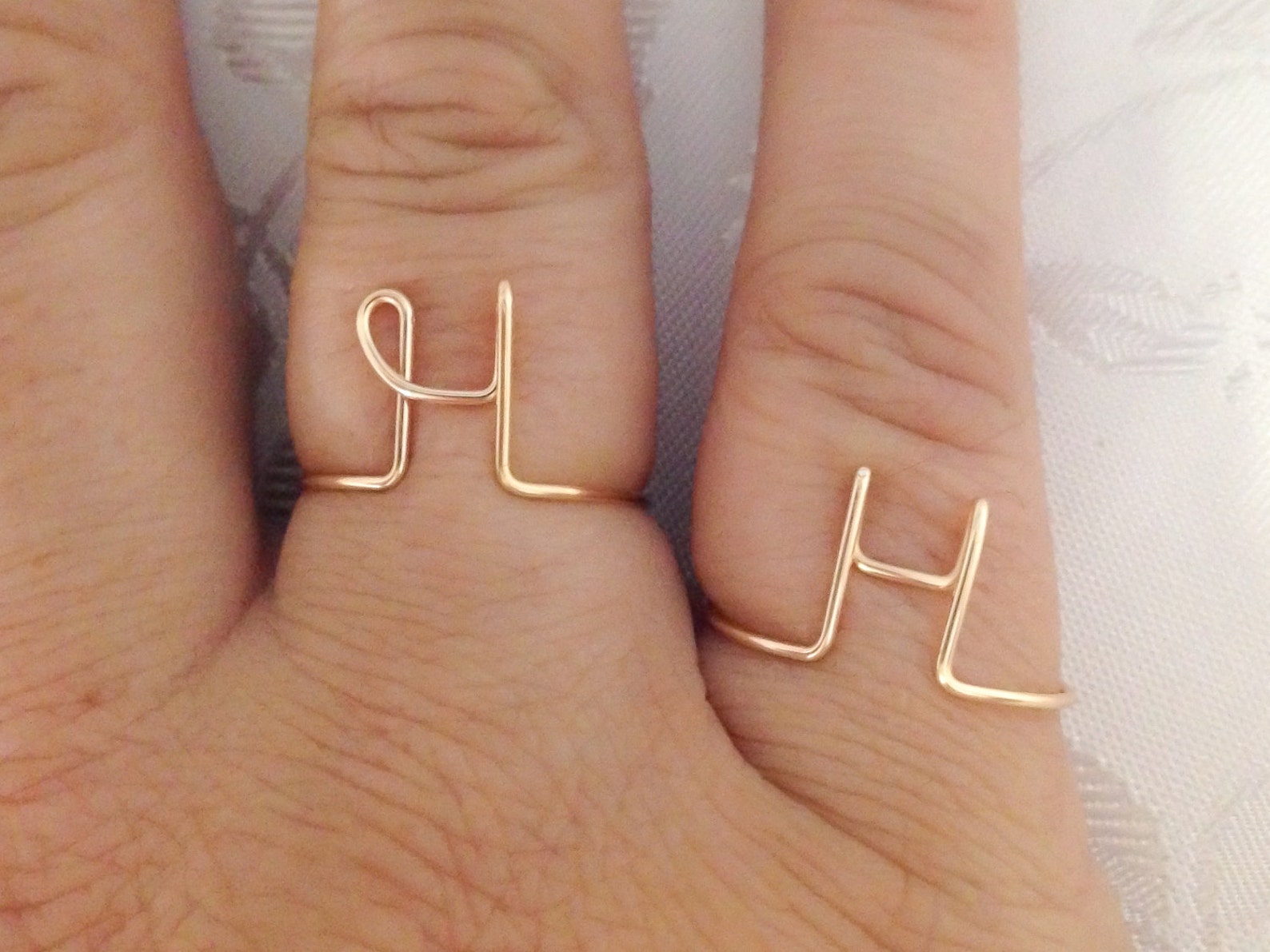 Initial Ring Letter H Ring Personalized Wire Initial Ring - Etsy