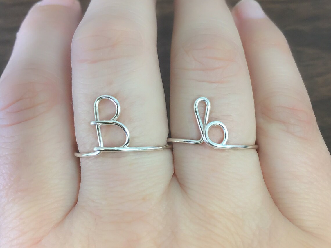 Initial Ring Letter B Ring Personalized Wire Initial Ring - Etsy