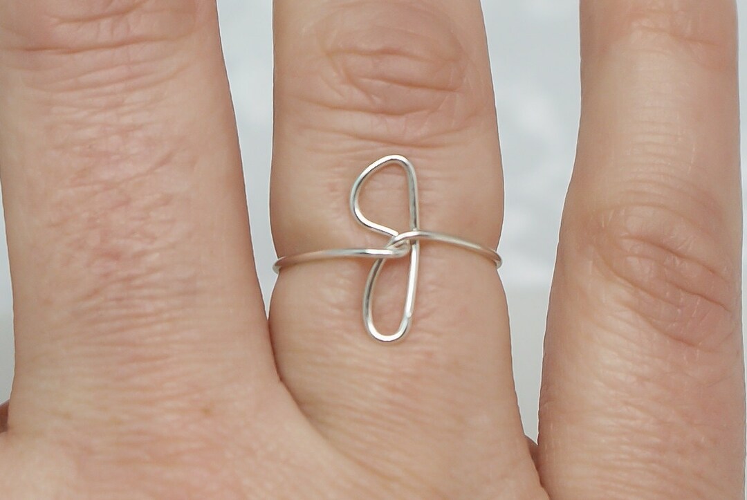 Personalized Wire Initial Ring: Silver Plated Letter J, Adjustable - Etsy
