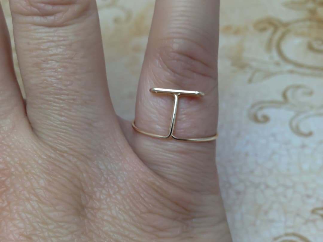 Wire Initial Ring: Personalized Letter T Ring, Adjustable - Etsy