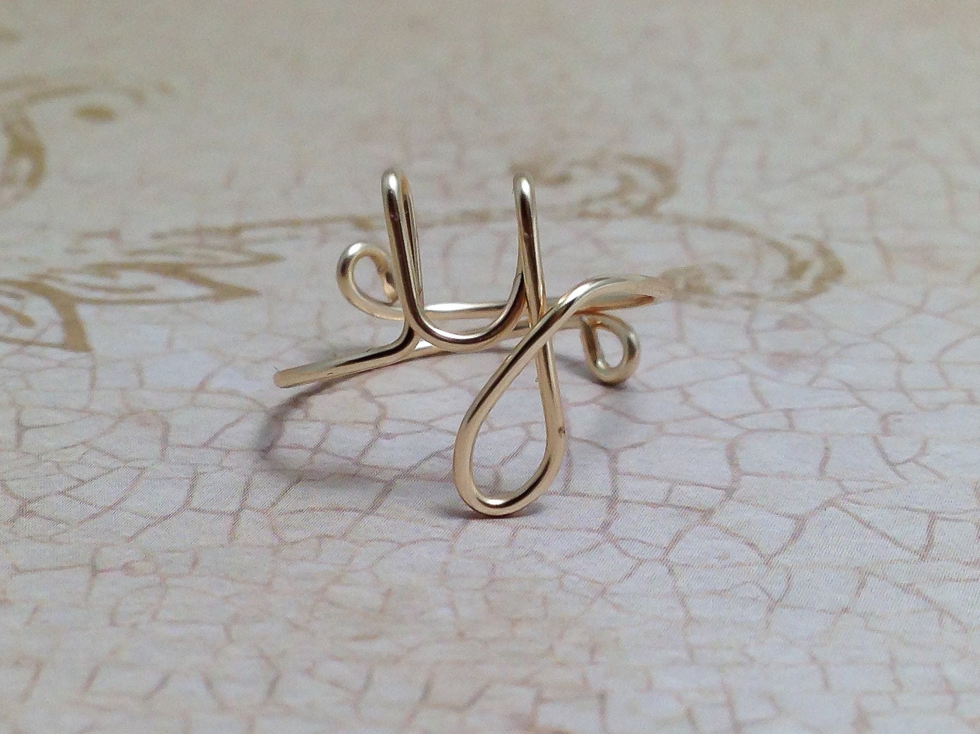 Initial Ring Letter Y Ring Personalized Wire Initial Ring - Etsy