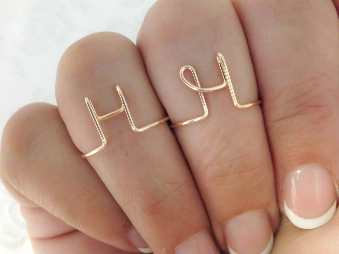 Wire Initial Ring: Personalized Letter H, Adjustable Ring - Etsy
