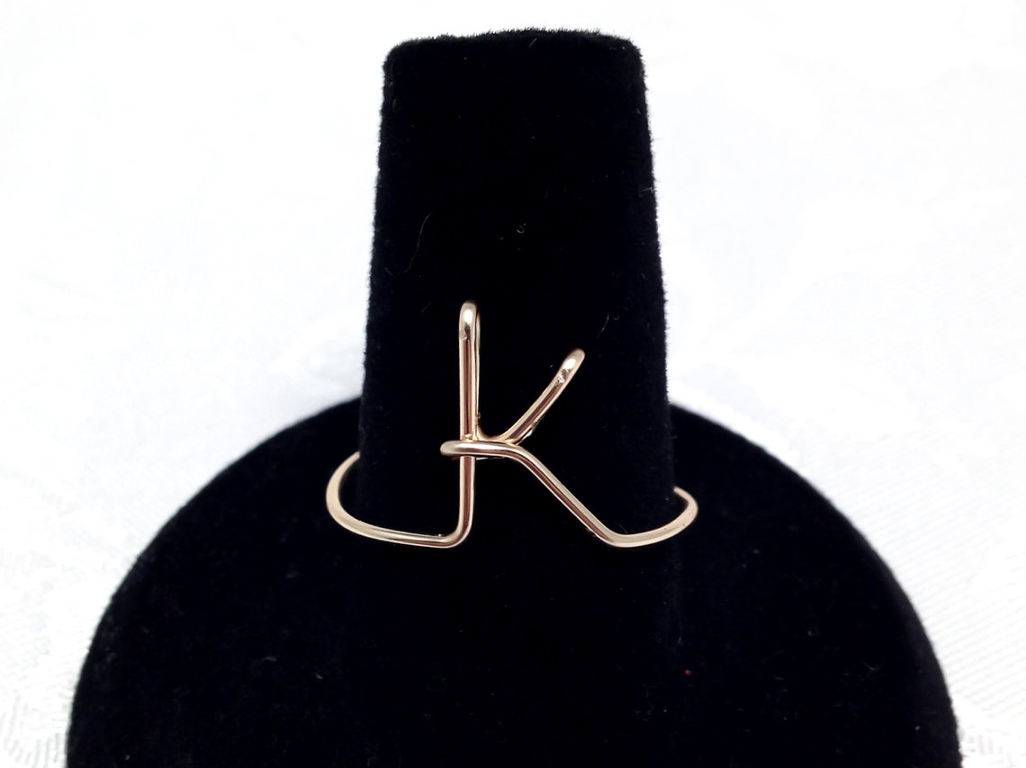 Initial Ring Letter K Ring Personalized Wire Initial Ring - Etsy