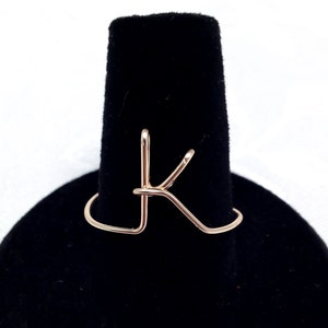Initial Ring, Letter K Ring, Personalized Wire Initial Ring, Wire Ring ...