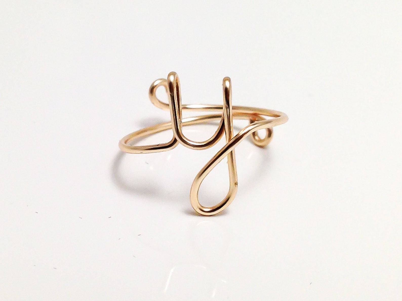 Initial Ring Letter Y Ring Personalized Wire Initial Ring | Etsy