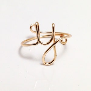 Initial Ring, Letter Y Ring, Personalized Wire Initial Ring, Wire Ring ...