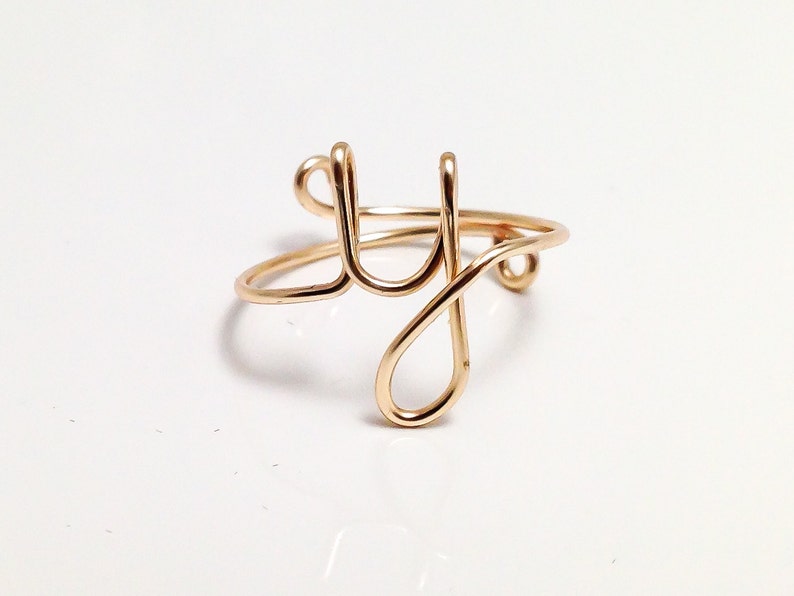 Initial Ring Letter Y Ring Personalized Wire Initial Ring - Etsy