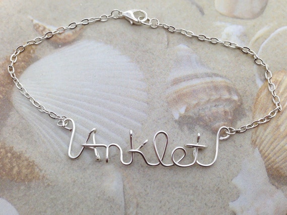 JavaJanes Name Anklet Personalized Anklet Wire Wrapped Anklet Wire Wrapped Name Name or Word Personalized Anklet Name Initials Personal Gift