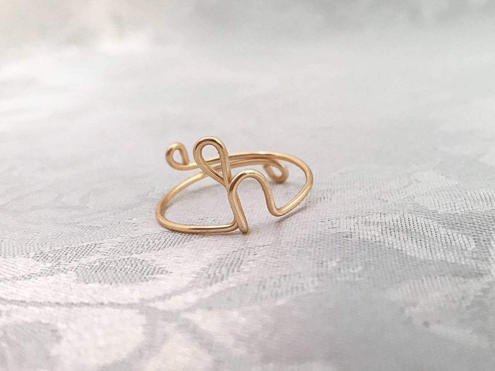 Initial ring letter h ring personalized wire initial ring | Etsy