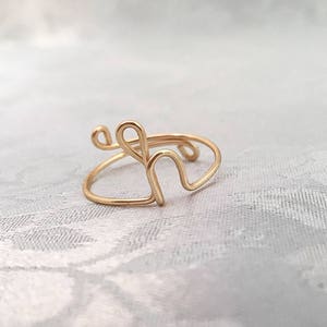 Wire Initial Ring: Personalized Letter H, Adjustable Ring - Etsy
