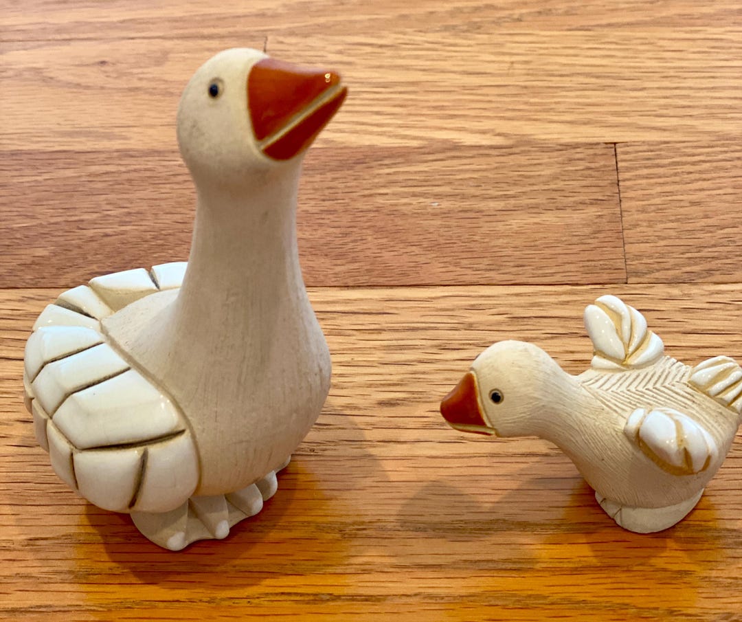 Artesania Rinconada Folk Art Pottery Goose and Chick Figurines #94A ...