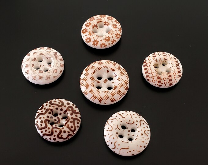 6 Antique 1800s China Calico Stencil Buttons in Brown Patterns - Etsy