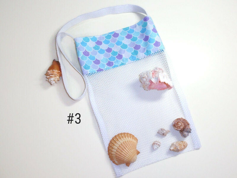 Girls Beachcombing Seashell Collecting Mesh Beach Bag, Cross Body Tote ...
