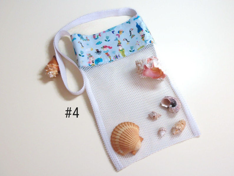 Girls Beachcombing Seashell Collecting Mesh Beach Bag, Cross Body Tote ...