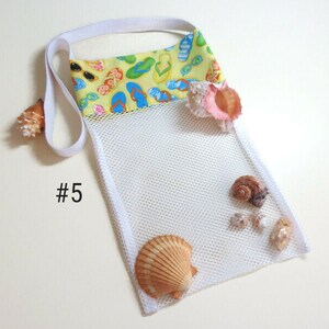 Girls Beachcombing Seashell Collecting Mesh Beach Bag, Cross Body Tote ...