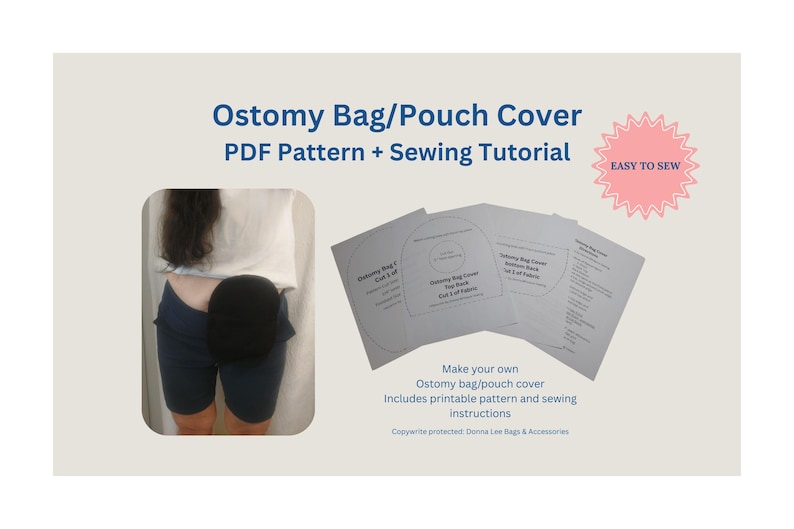 Ostomy Bag Cover PDF Sewing Pattern + Instructions, DIY Stoma Pouch ...