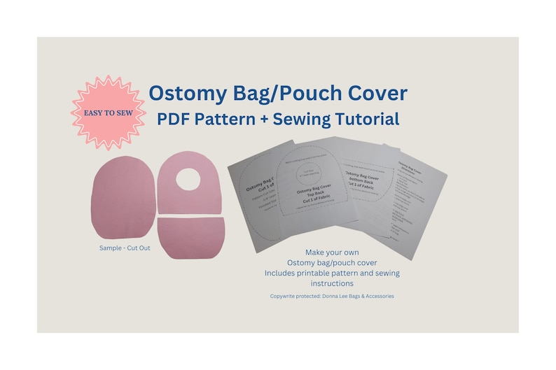 Ostomy Bag Cover PDF Sewing Pattern + Instructions, DIY Stoma Pouch ...