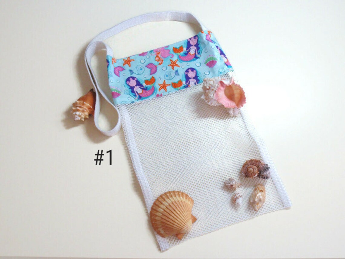 Girls Beachcombing Seashell Collecting Mesh Beach Bag Cross - Etsy