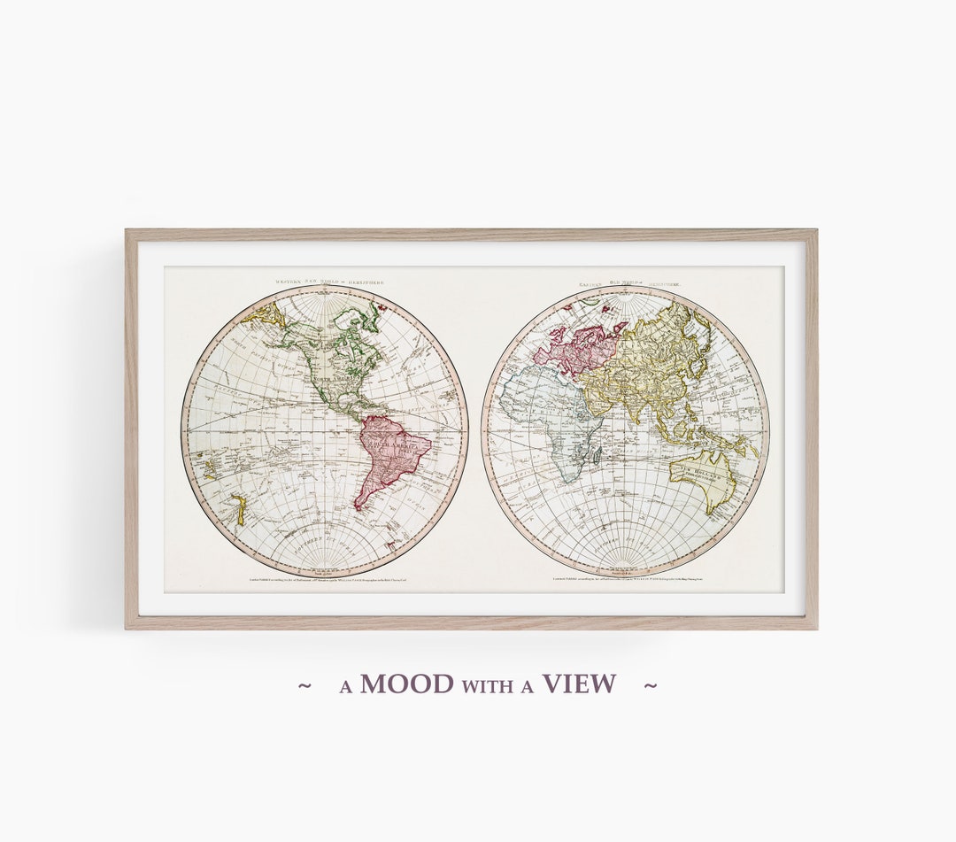 Samsung Frame TV Map Art Vintage Map of the World Smart TV 4k - Etsy