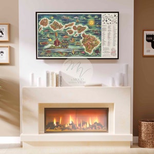 Samsung Frame TV Map Art, Beautiful Vintage Map of Hawaii, Smart TV 4k ...