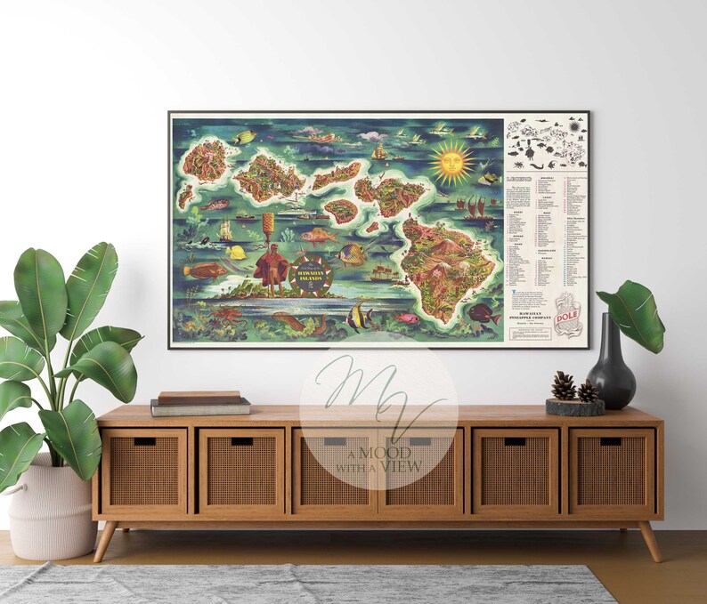 Samsung Frame TV Map Art, Beautiful Vintage Map of Hawaii, Smart TV 4k ...