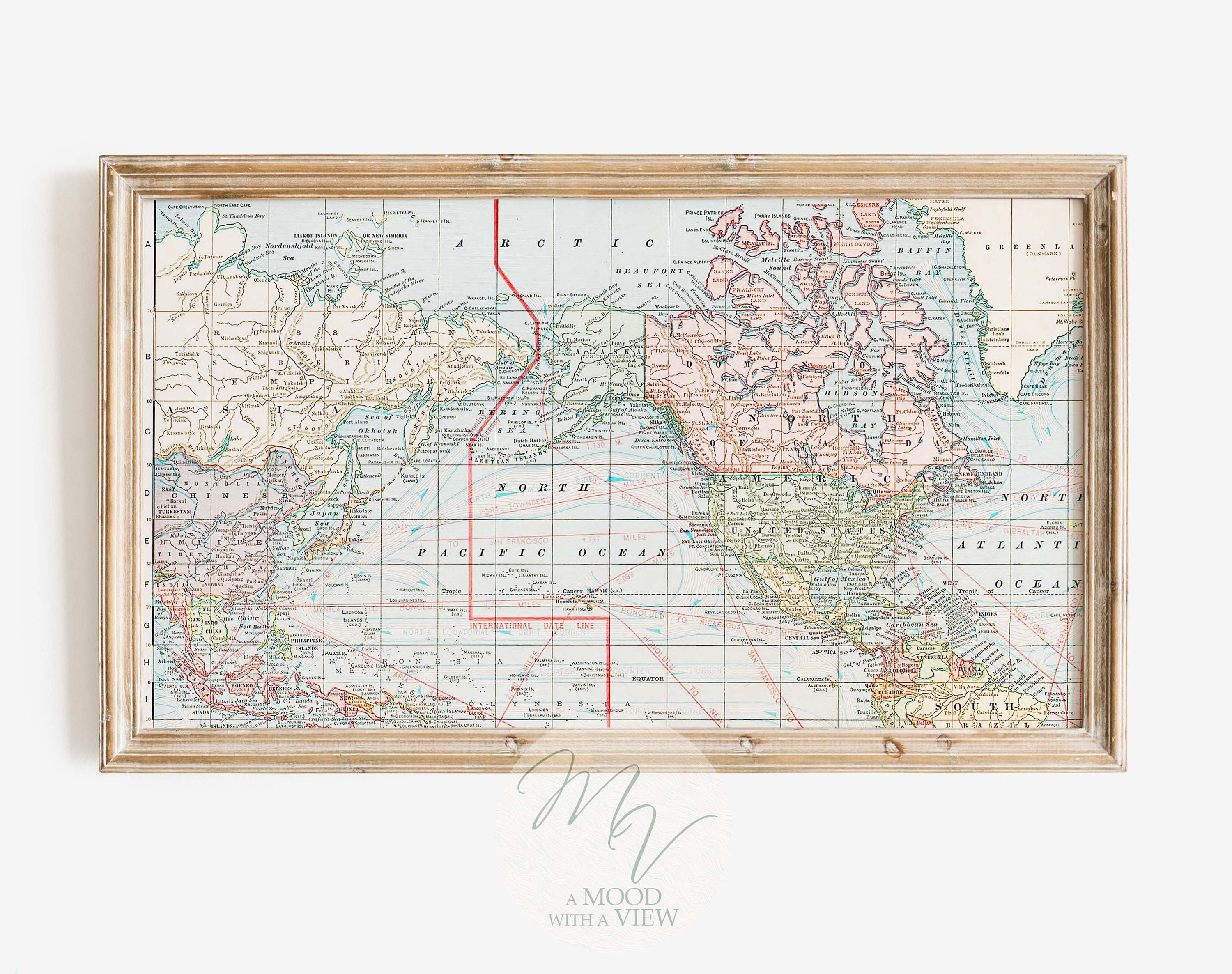 Samsung Frame TV Map Art, World Map With Australia on Left, Smart TV 4k ...