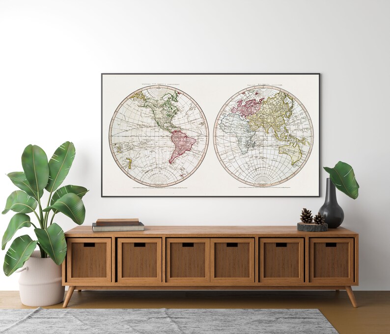 Samsung Frame TV Map Art Vintage Map of the World Smart TV 4k - Etsy