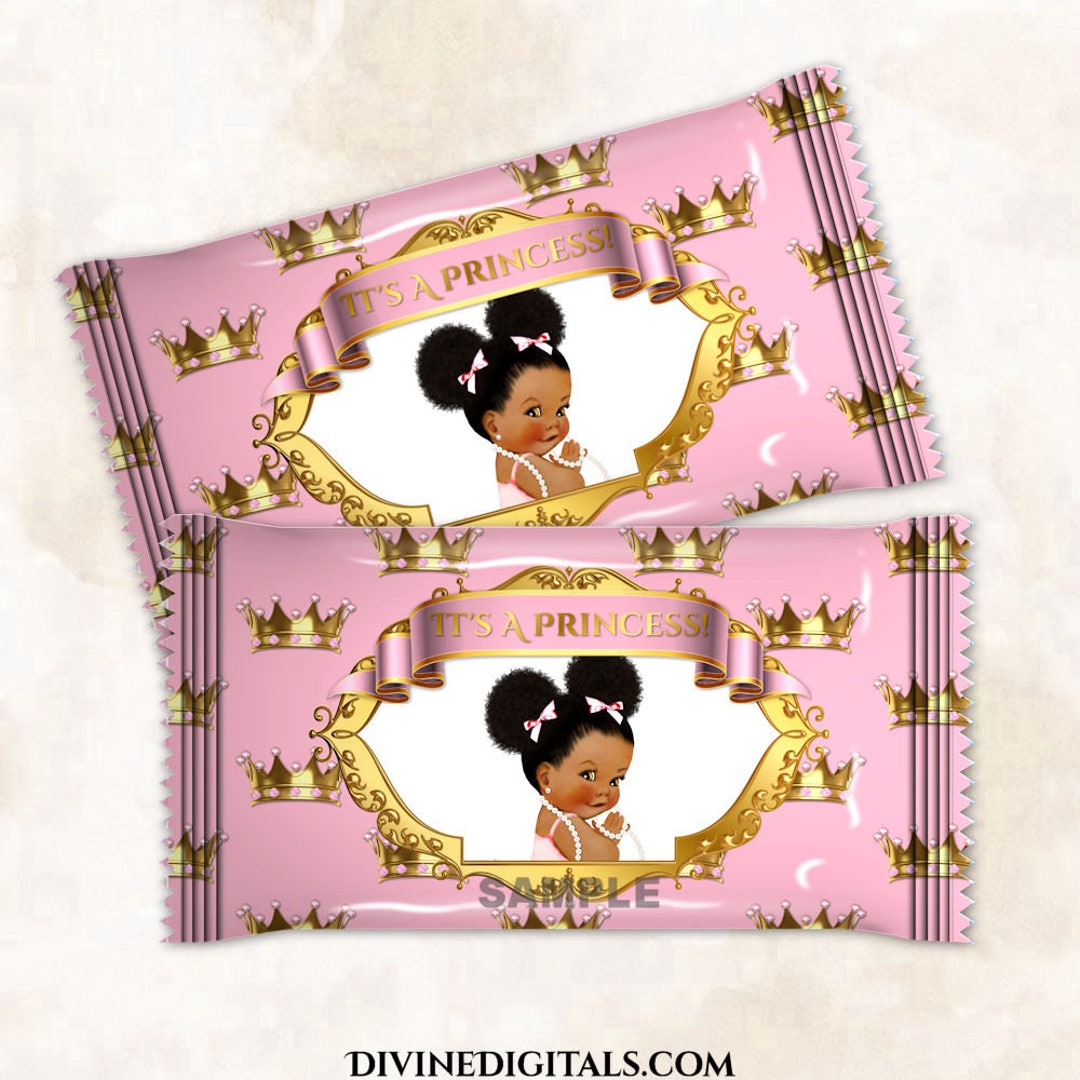 Rice Krispy Wrappers Pink & Gold Royal Princess Baby Girl Dark Tone ...