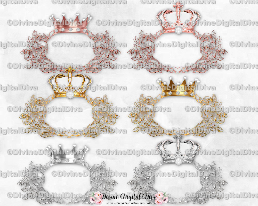 Royal Crown Frames White Gold Silver Rose Gold Decorative - Etsy