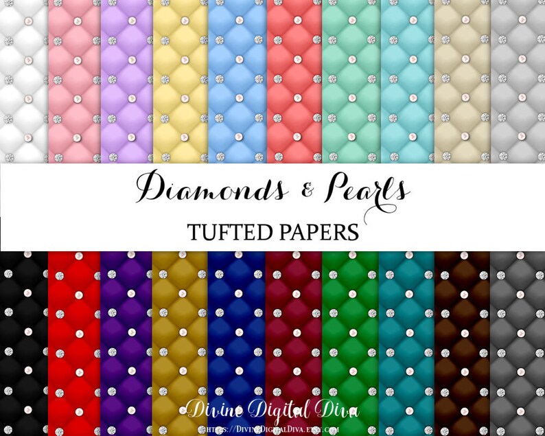 20 Tufted Digital Papers Diamonds & Pearls Pastels Jewel - Etsy