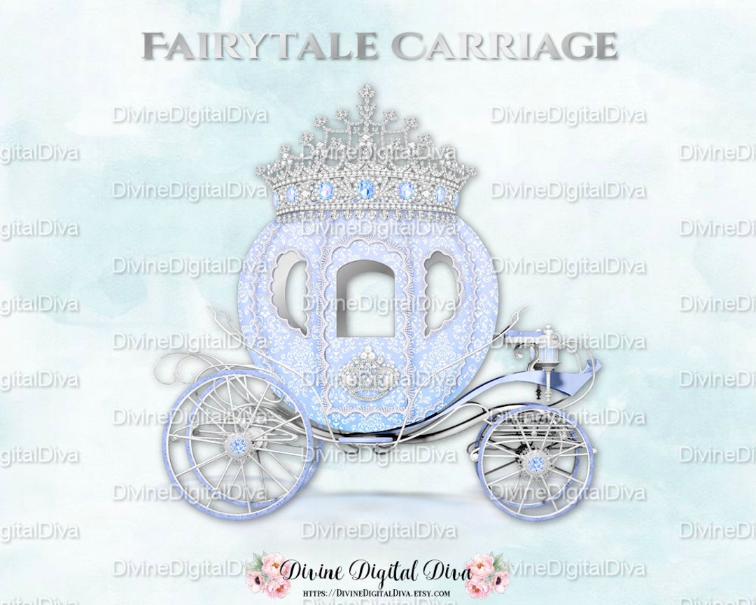 Blue Prince Princess Cinderella Carriage Coach | Light Blue Silver ...