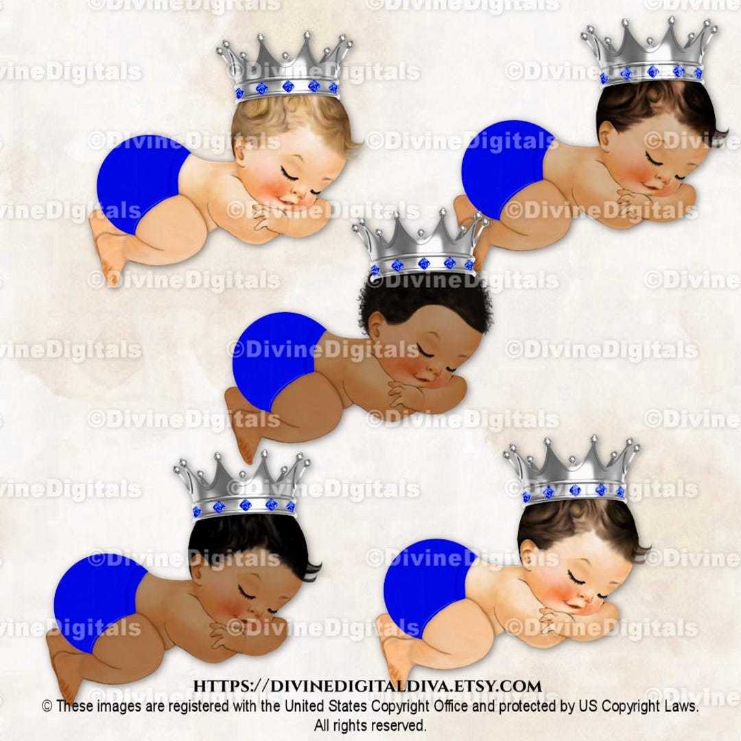 Sleeping Baby Bright Royal Blue Diaper Pants Silver Crown | Baby Boy 3 ...