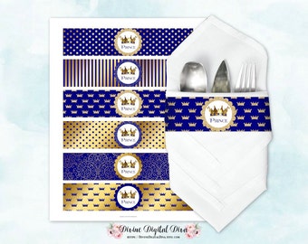 Printable Napkin Wrappers, Royal Bbay Shower, First Birthday Party ...