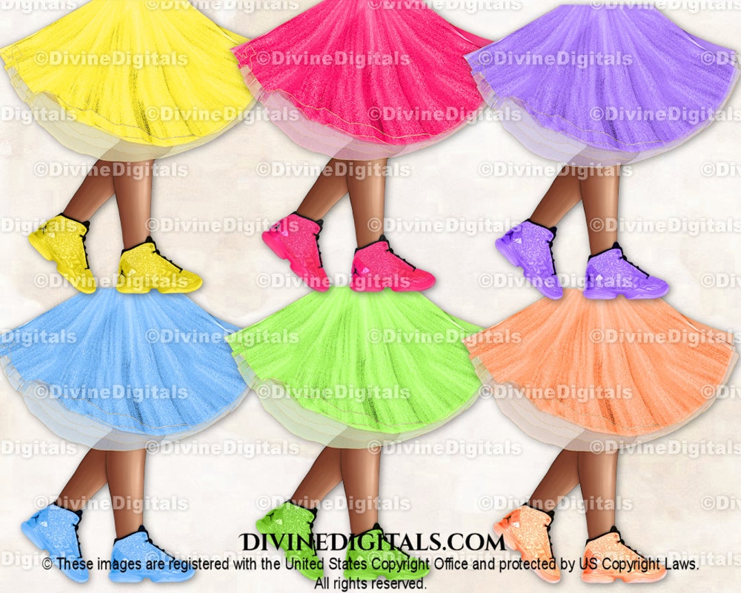 Sneaker Ball Legs Dress Tutu Fashion Party DARK Skin Tone Yellow ...