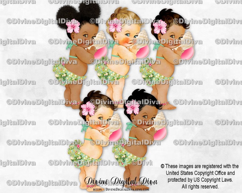 Island Girl Tropical Pink Green Hibiscus Conch Shell Luau - Etsy