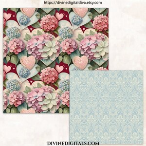 Watercolor Pink Hydrangeas Sage Lavender Ivory Aqua Vintage Botanical ...